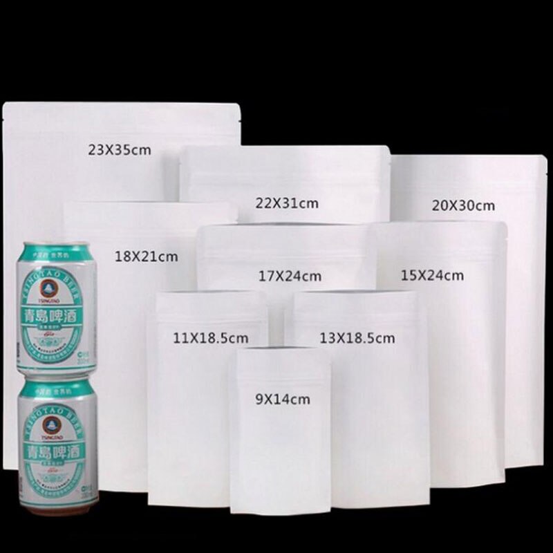 White kraft paper bags stand up Zip Lock packaging... – Grandado