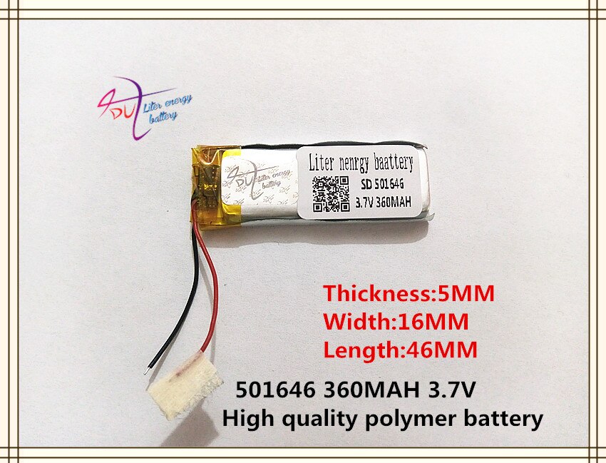 3.7V 360mAh 501646 Lithium Polymer Li-Po li ion Re... – Grandado
