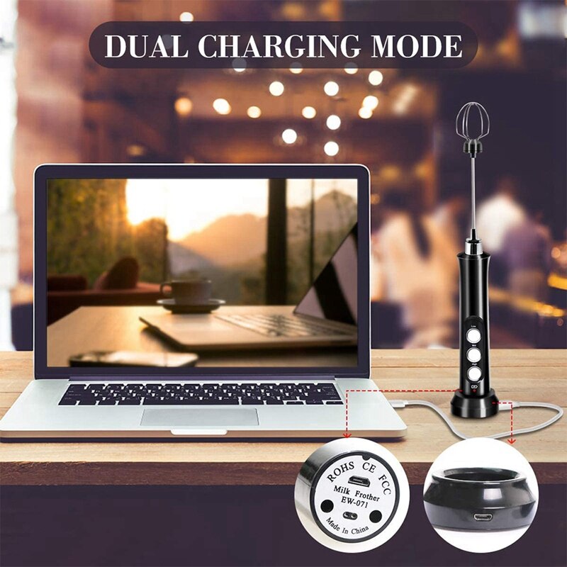 Handheld Elektrische Melkopschuimer Met 3 Aparte S... – Grandado