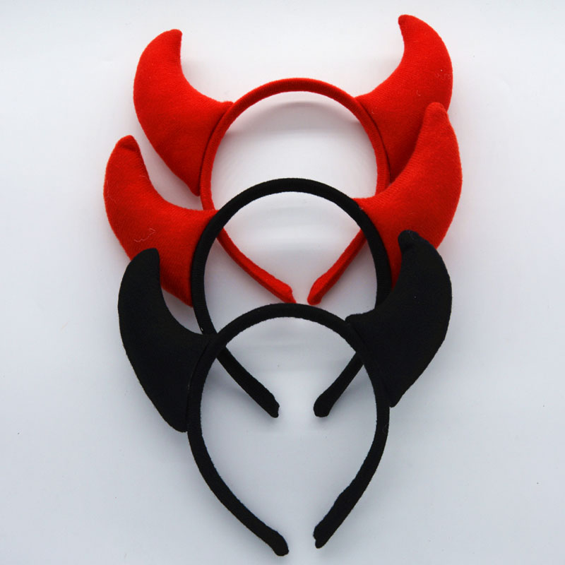 Black Red Devil Horns Headband Tail Tie Kids Adult... – Grandado