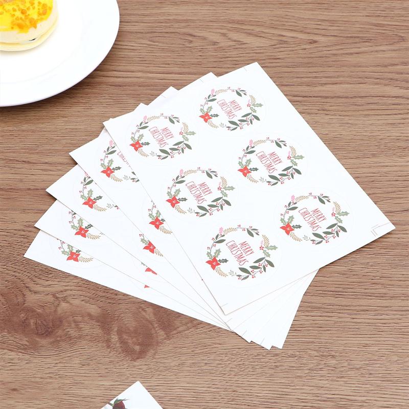 5 Sheets Wine Bottle Labels Merry Christmas Wreath... – Vicedeal