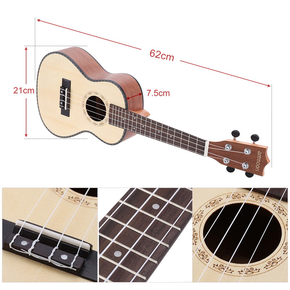 ammoon 24" Spruce Sapele Ukulele Rosewood Fretboar... – Grandado