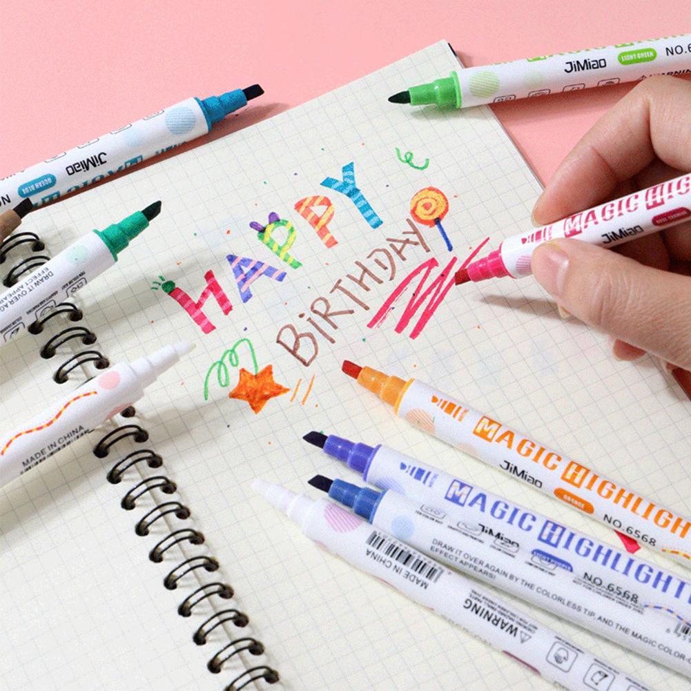 10Pcs Color Changing Highlighter Pen Set Dual-side... – Grandado