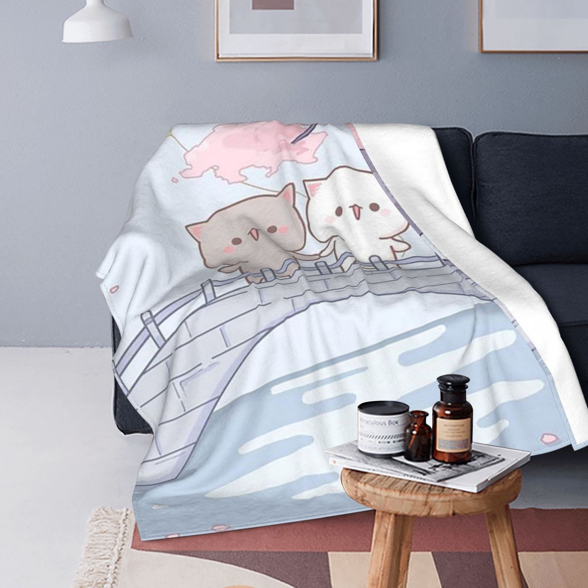 Pêssego e goma mochi gato cobertor velo verão resp... – Vicedeal