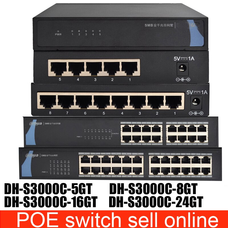 DH-S3000-5GT 5-Port Full Gigabit Switch Poe Poort ... – Grandado