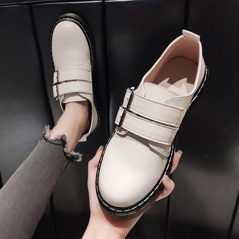 small leather shoes Women Flat Shoes Round Toe Lac... – Grandado