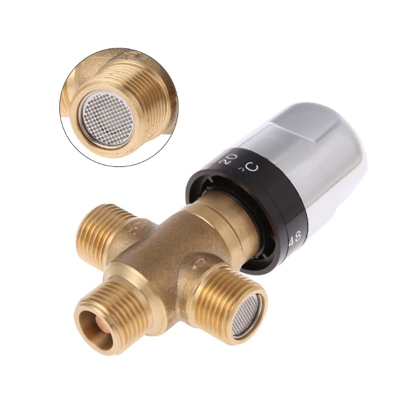 Solid Brass G1/2 Male 3 Way Thermostatic Mixing Va... – Grandado