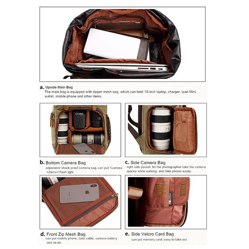 camera bag Canvas Batik Waterproof Photography Out... – Grandado