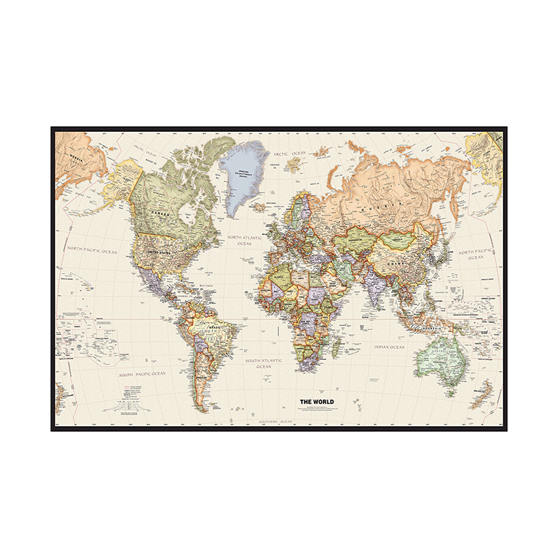 140*100cm Retro World Map Wall Art Poster Umframed... – Vicedeal