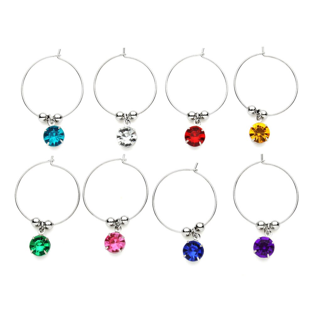 8pcs Colorful Diamonds Wine Glass Hanging Ring Han... – Grandado