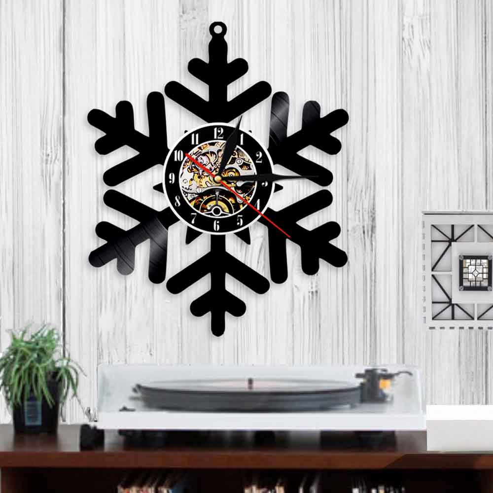 Folk Art Snowflake Wall Watch Clock Vintage Vinyl ... – Grandado