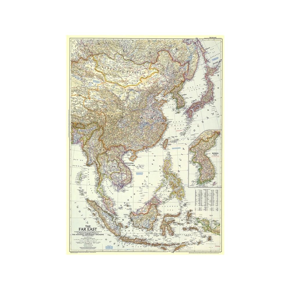 100x150cm Non-woven Printed Map of The Far East in... – Grandado