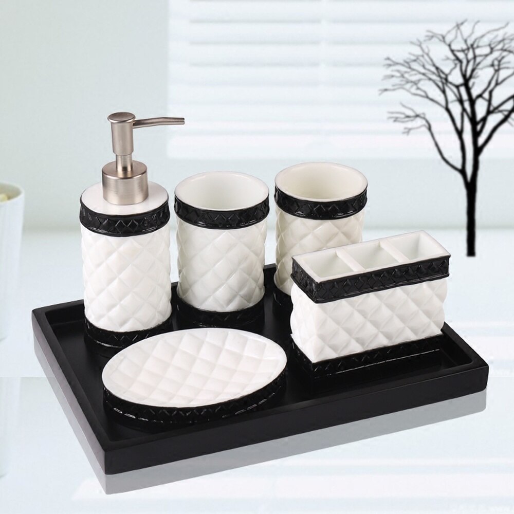 Simple Lingge bathroom wash set five-piece Europea... – Grandado