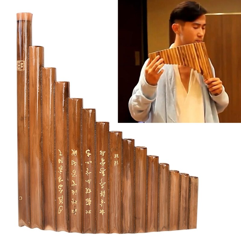 448D 15 Pipes G Key Brown Pan Flute Chinese Tradit... – Vicedeal