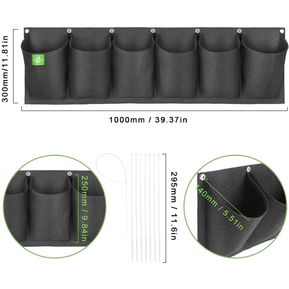 AMKOY Hanging Garden Flower Pot Planter 6 Pockets ... – Grandado