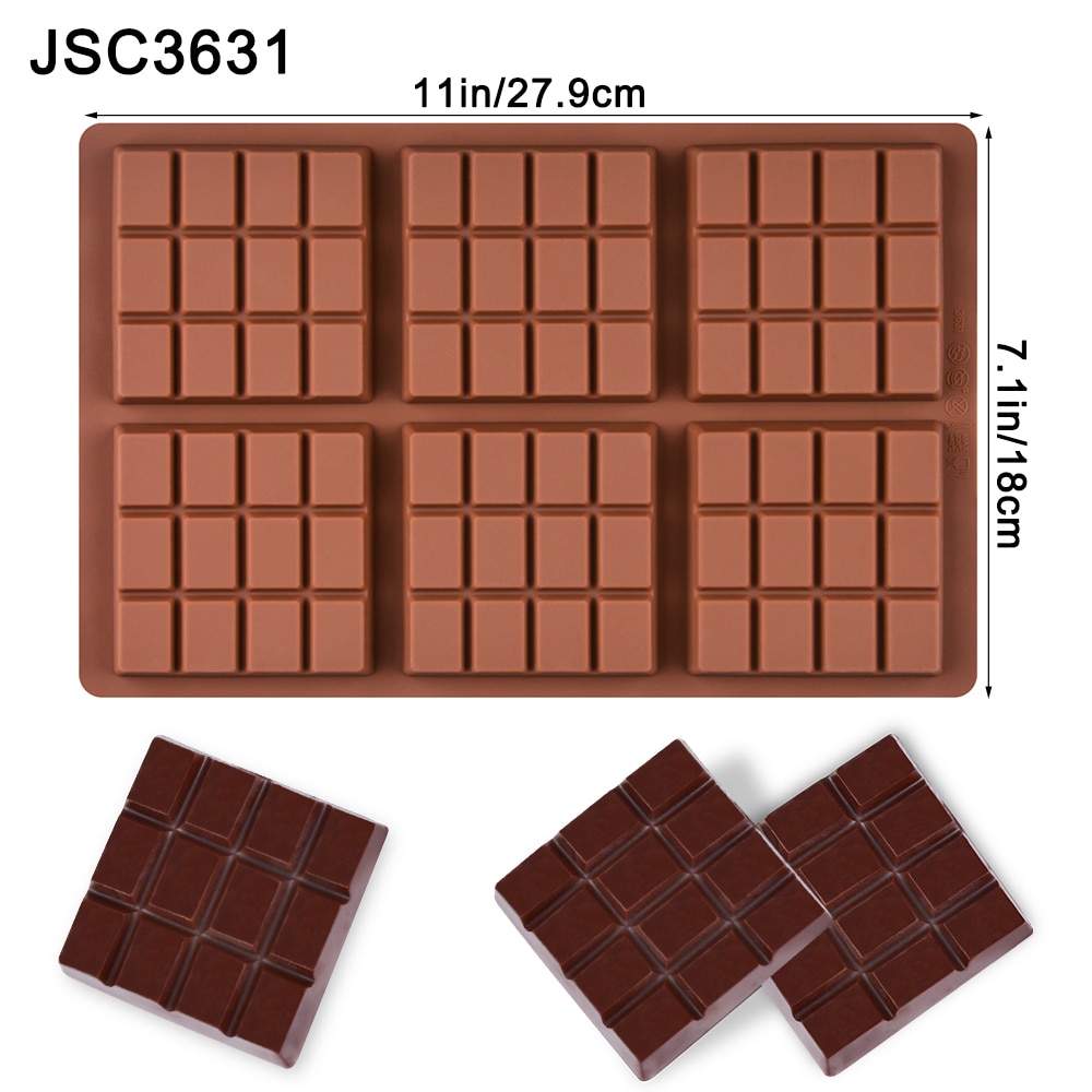6 Cavity Grid Shape Chocolate Bar Molds Bakeware C... – Vicedeal