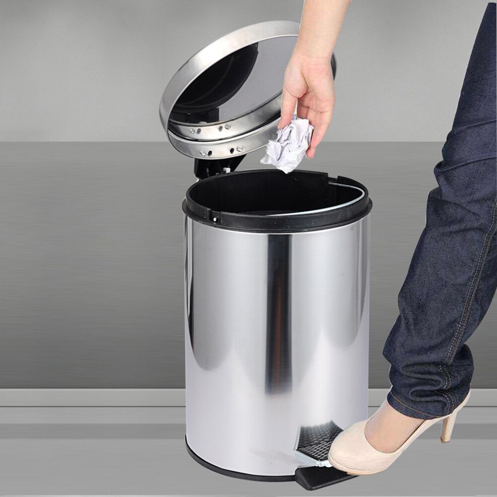 foot-operated trash can Round Stainless Steel Step... – Vicedeal