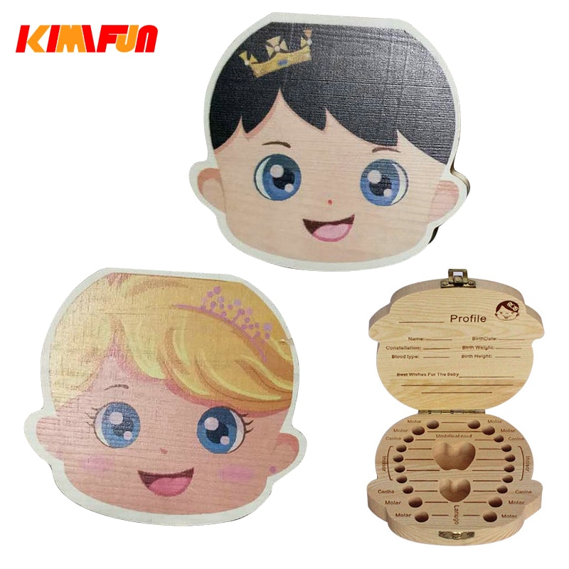 Houten Baby Kids Tand Opbergdoos Engels/Spaans/Rus... – Vicedeal