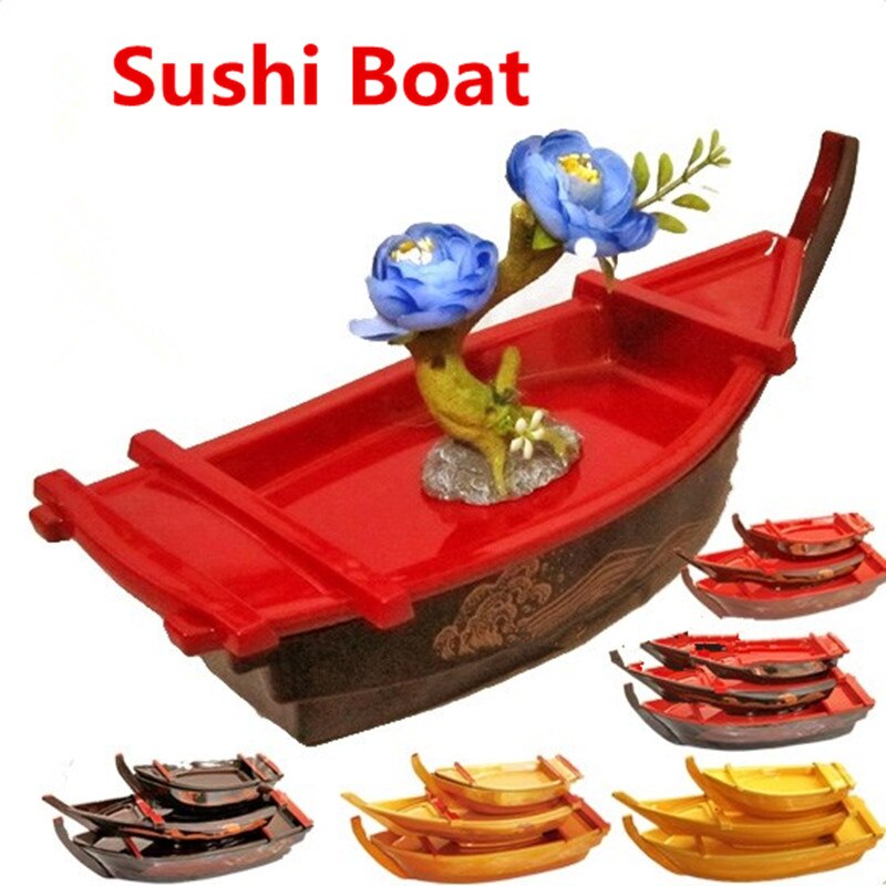 Black SUSHI BOAT sashimi boat dry ice cooking boat... – Grandado