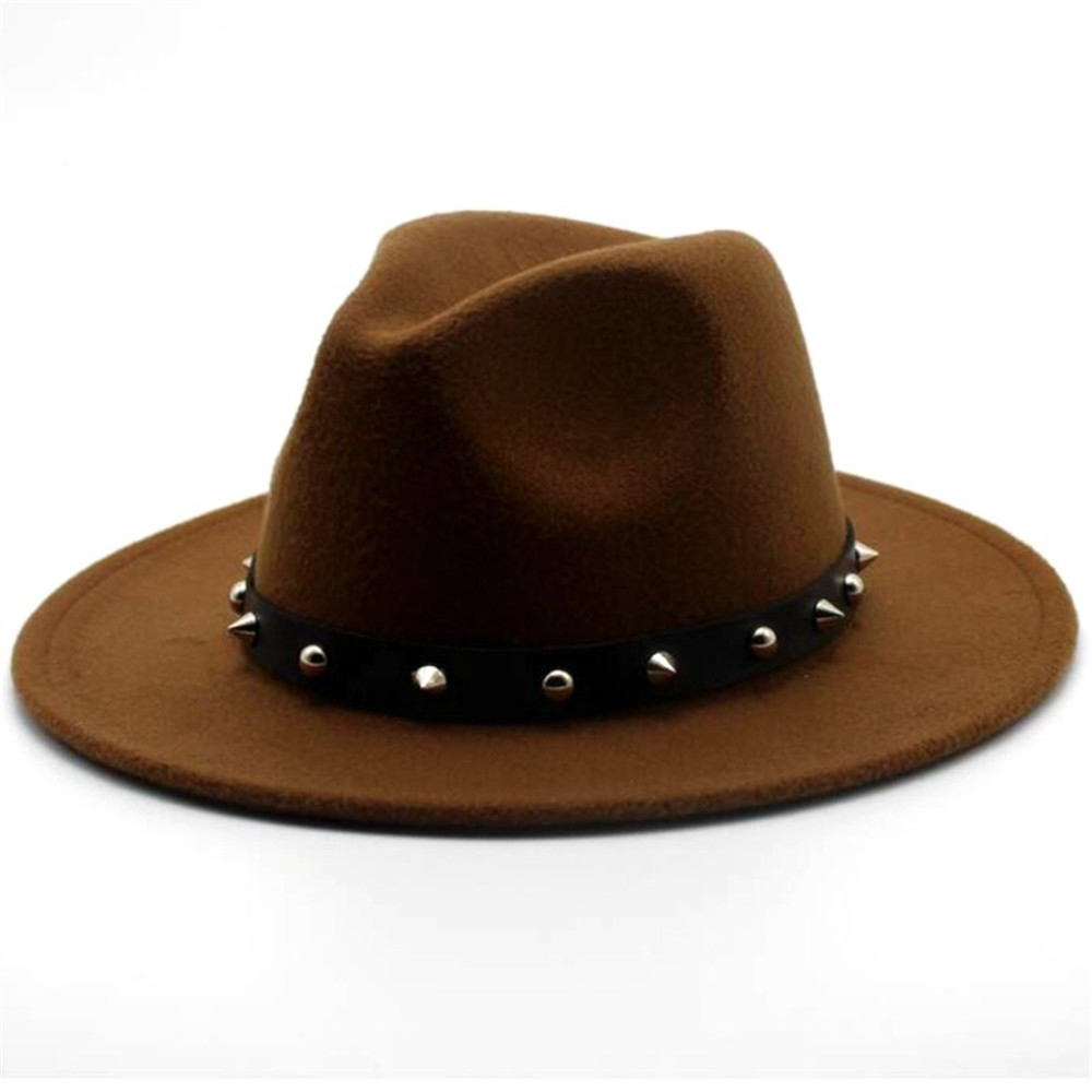 Women Men Fedora Hat With Punk Rivet Outdoor Trave... – Vicedeal
