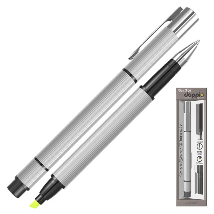 Scrikss Doppio Blue Ballpoint Roller Pen And Yello... – Grandado