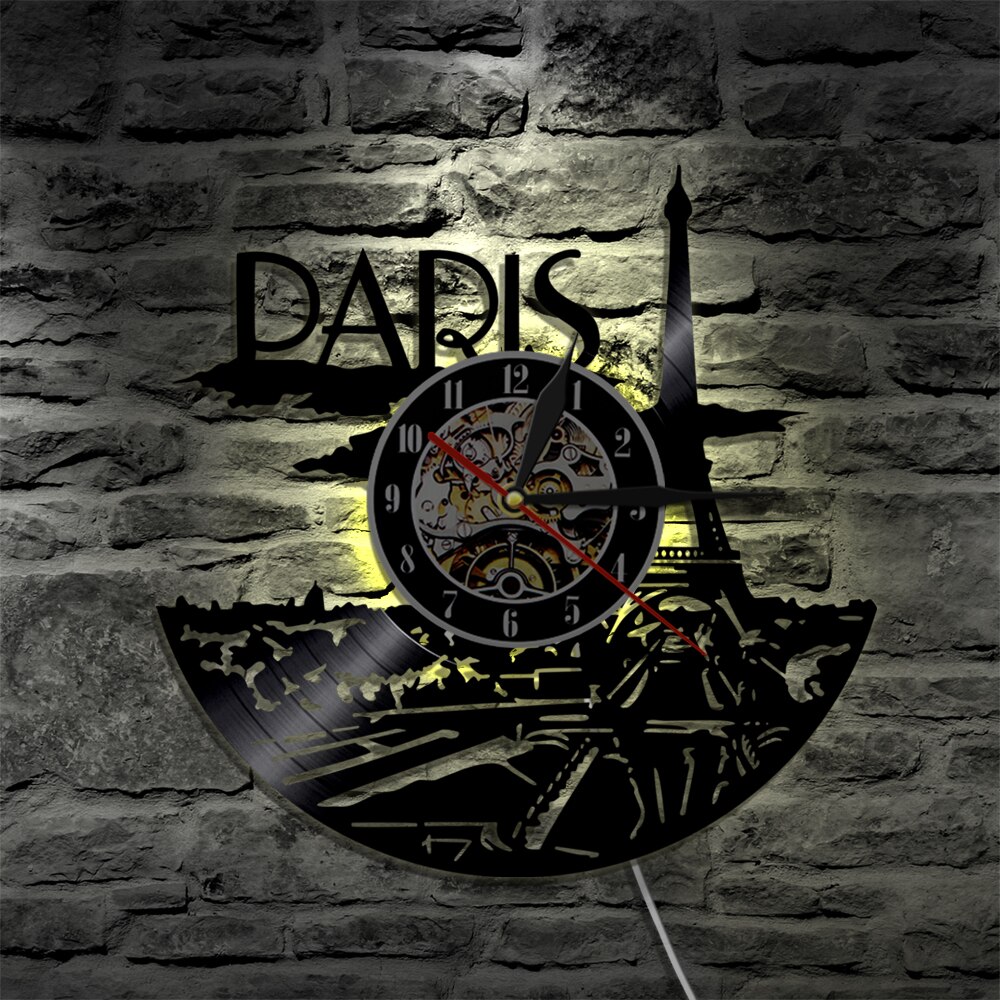 Paris Eiffel Tower Silhouette Vinyl Record Wall Cl... – Grandado