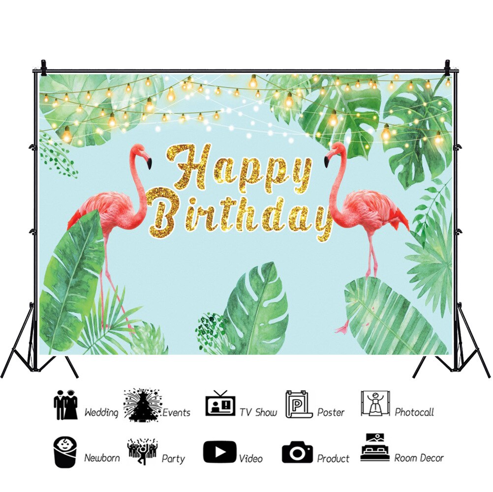 Flamingo Seaside Photography Backdrops Happy Birth... – Vicedeal