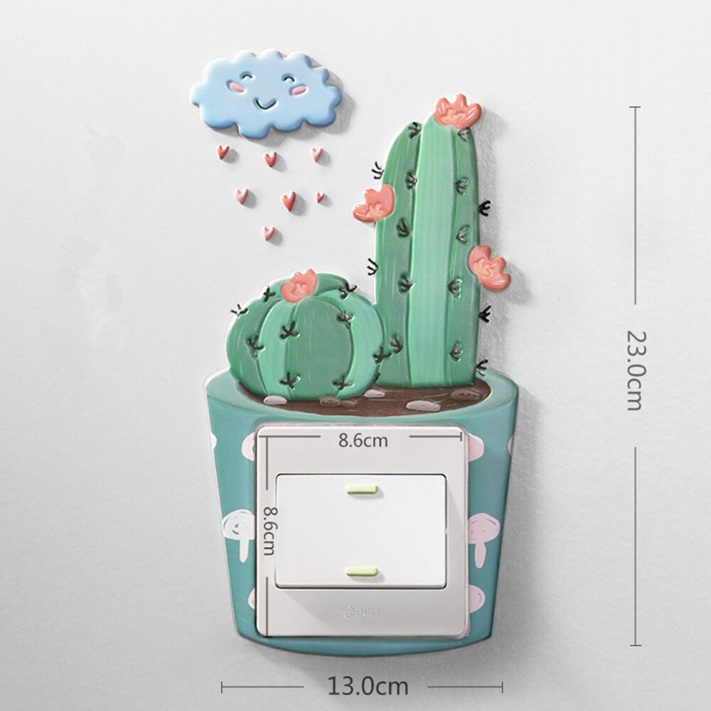 Cartoon Cactus Flamingo Luminous Switch Cover Glow... – Grandado
