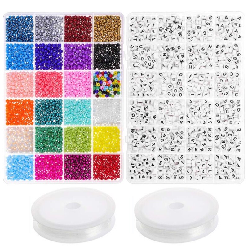 4000Pcs Beads Kit, 4Mm Acrylic Seed Beads and Alph... – Vicedeal