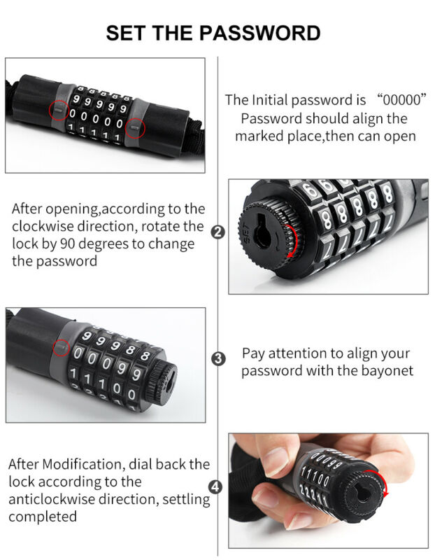 0.6M Long Motorbike Motorcycle Bicycle Security Ch... – Vicedeal