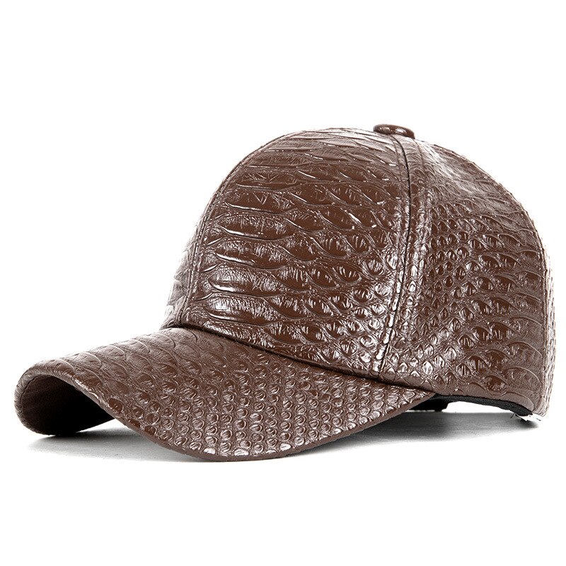 Crocodile Print Leather Baseball Cap Autumn Winter... – Vicedeal