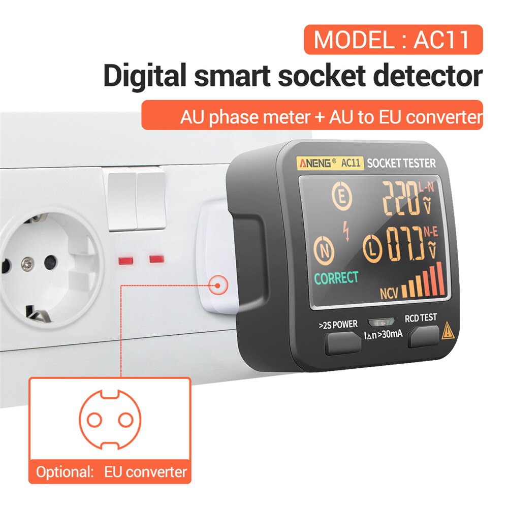 Ac11 Digital Smart Socket Tester Voltage Test Sock Grandado