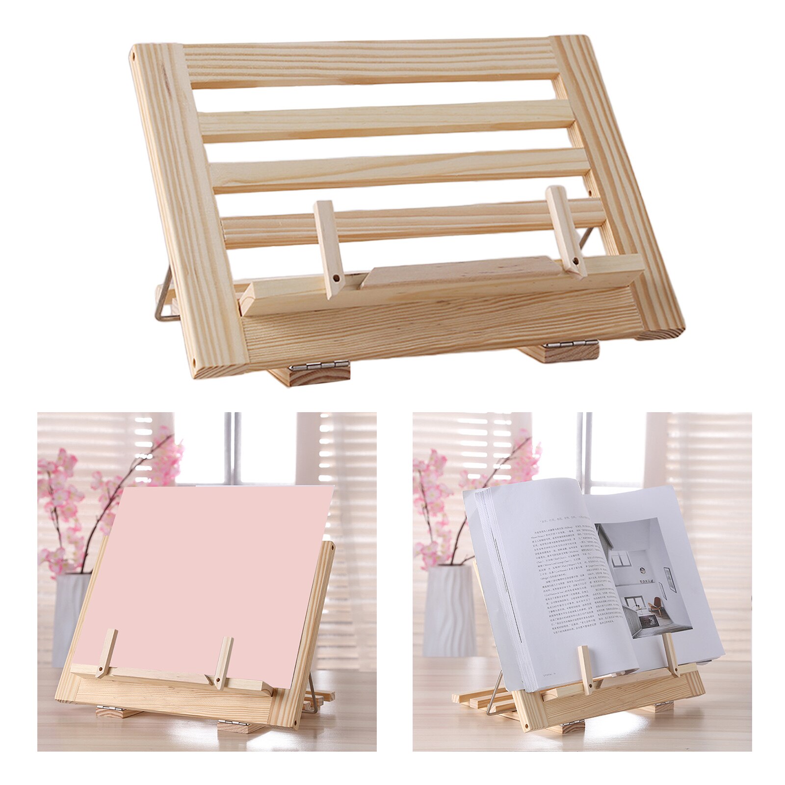 Pine Wooden Book Stand Holder Portable Foldable Ad... – Grandado
