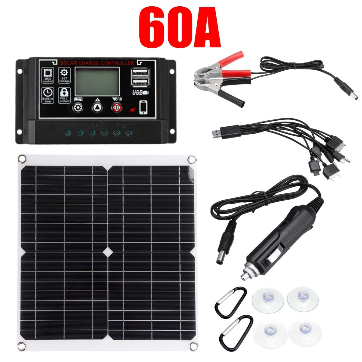50W 18V Solar Panel with battery Clip+10/20/30/40/... – Grandado