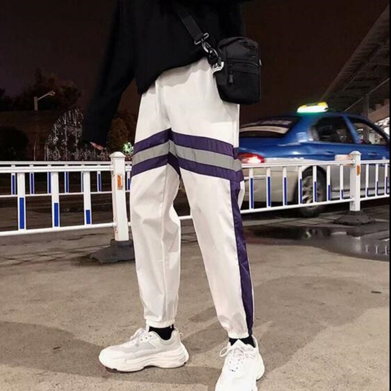 Hip hop reflective pants men joggers sweatpants me... – Grandado