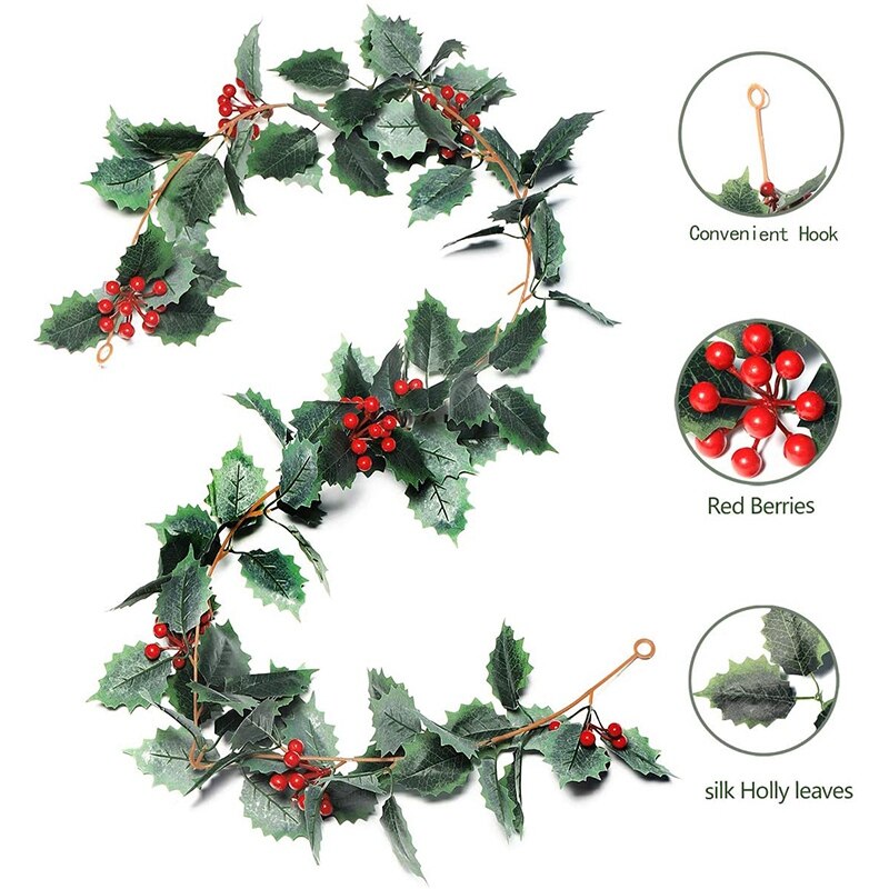 Bmby -2 st konstgjord röd bär jul krans för inomhu... – Grandado