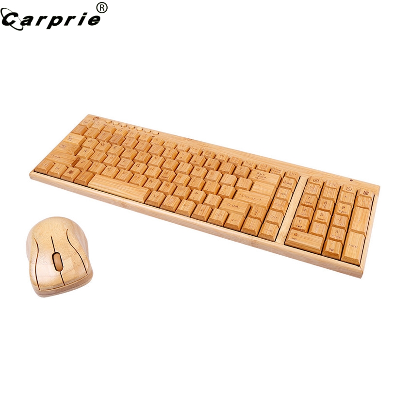 CARPRIE Handcrafted Bamboo Wooden Wireless Keyboar... – Vicedeal