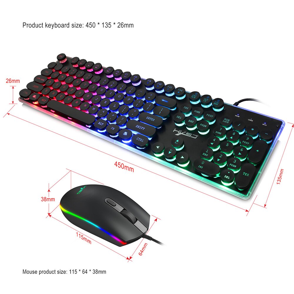 HXSJ V300Y Colorful Backlight Gaming Keyboard Mous... – Grandado
