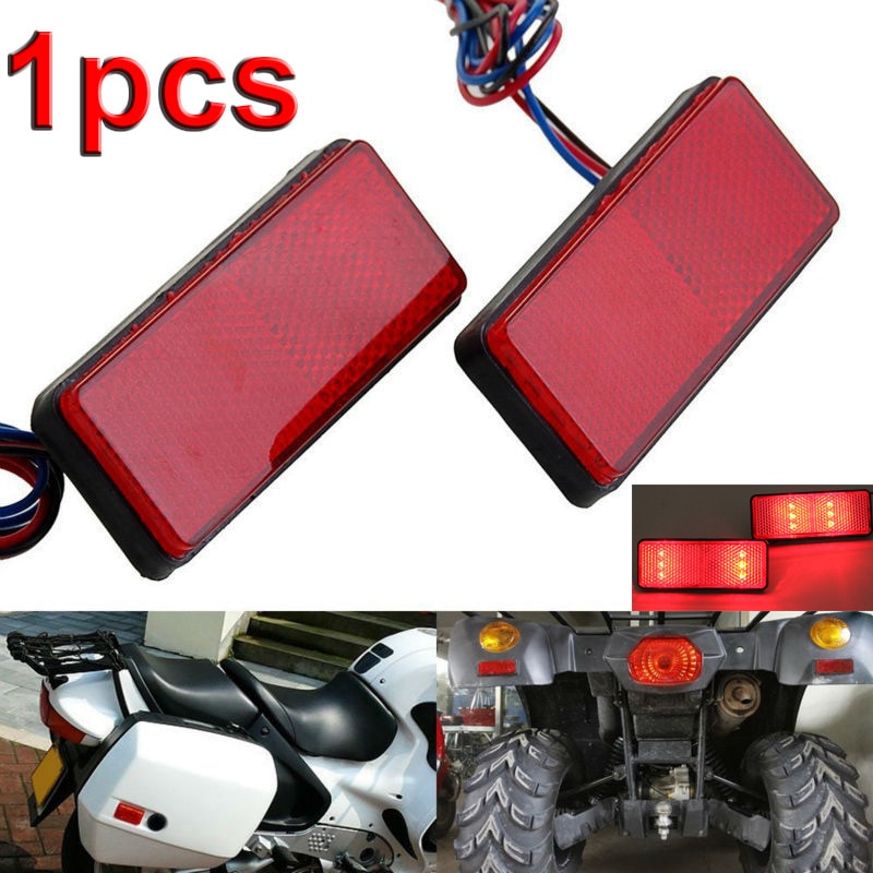 1X Red Motorcycle Led Reflector Rechthoek Licht Un... – Grandado