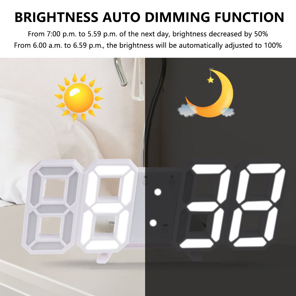 LED Digital Wall Clock Night Mode Brightness Adjus... – Vicedeal