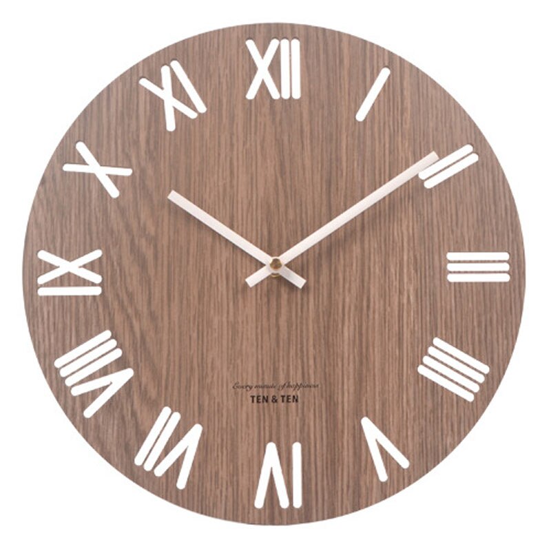 Roman Number Clock 3D Wall Clock Modern Solid Wood... – Vicedeal