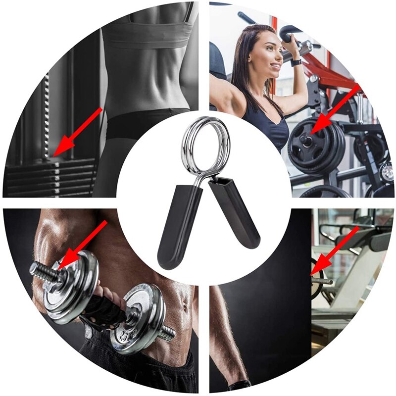 6 Pack 1 Inch (25 mm) Barbell Clip Clamps-Dumbbell Spring Collars for ...
