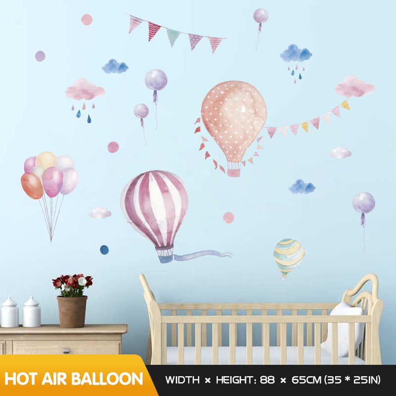 Cartoon Muur Sticker Leuke Bunting Air Ballon Muur... – Grandado