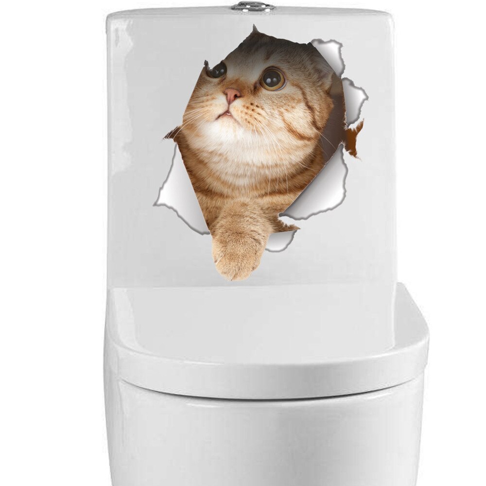 3D Katten Muursticker Badkamer Decoratie Animal Pv... – Grandado