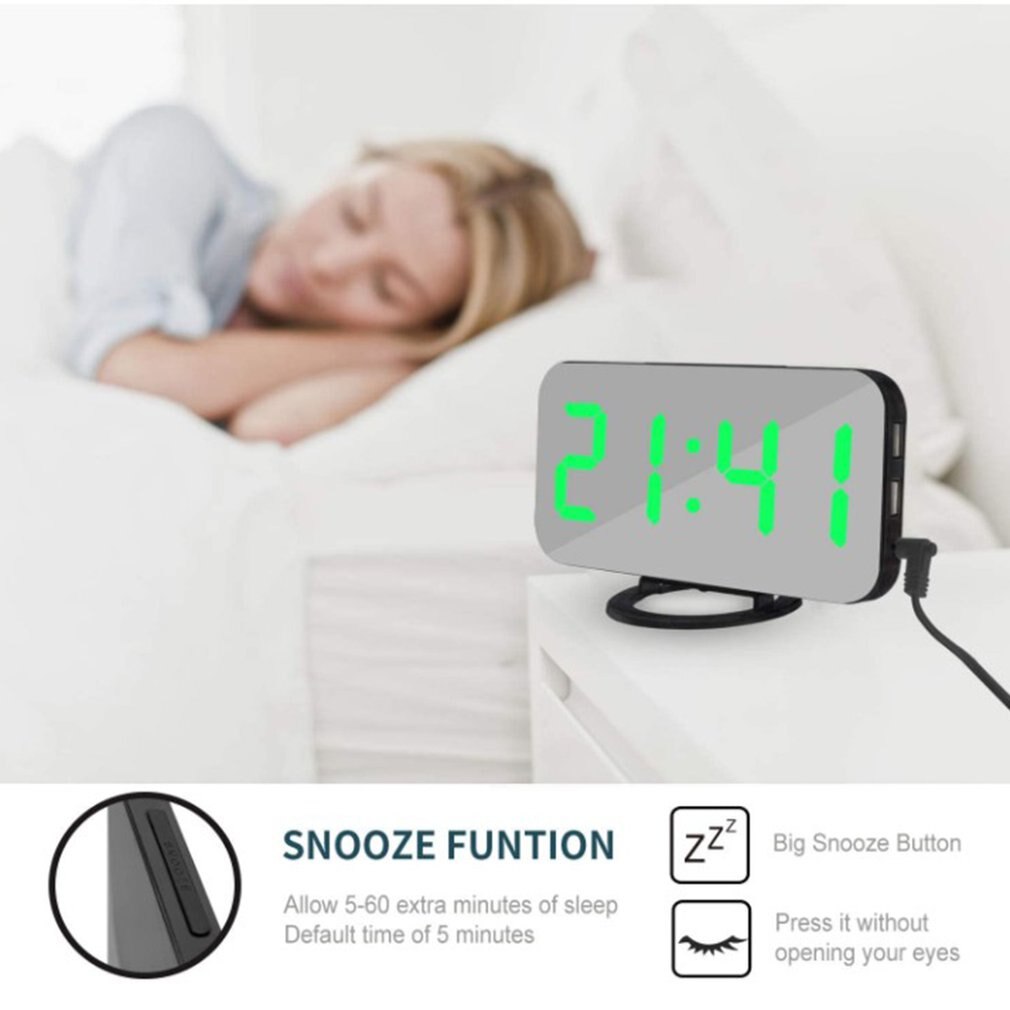 LED Mirror Alarm Clock Digital Snooze Table Clock ... – Grandado