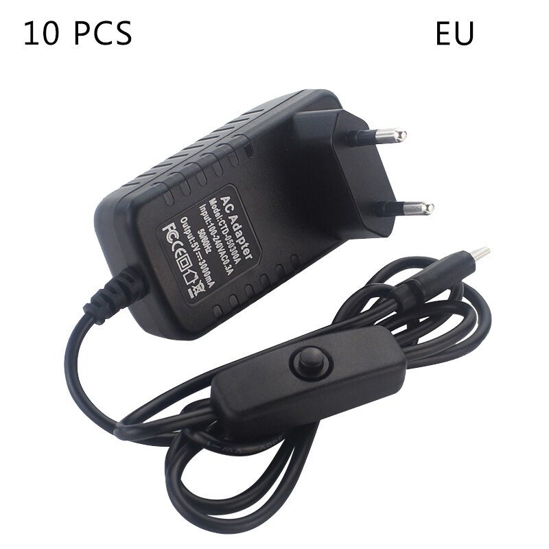 10 PCS 5V 3A Raspberry Pi 4 Model B Power Supply U... – Grandado