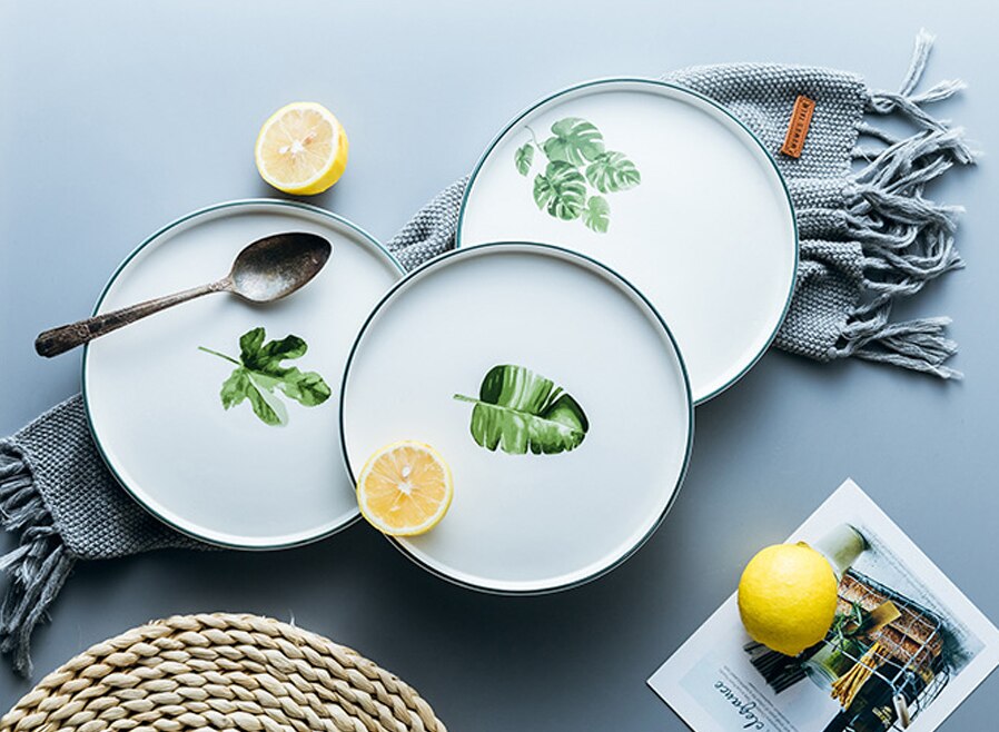 European Style Marble Plates Ceramic Dinner Set le... – Vicedeal