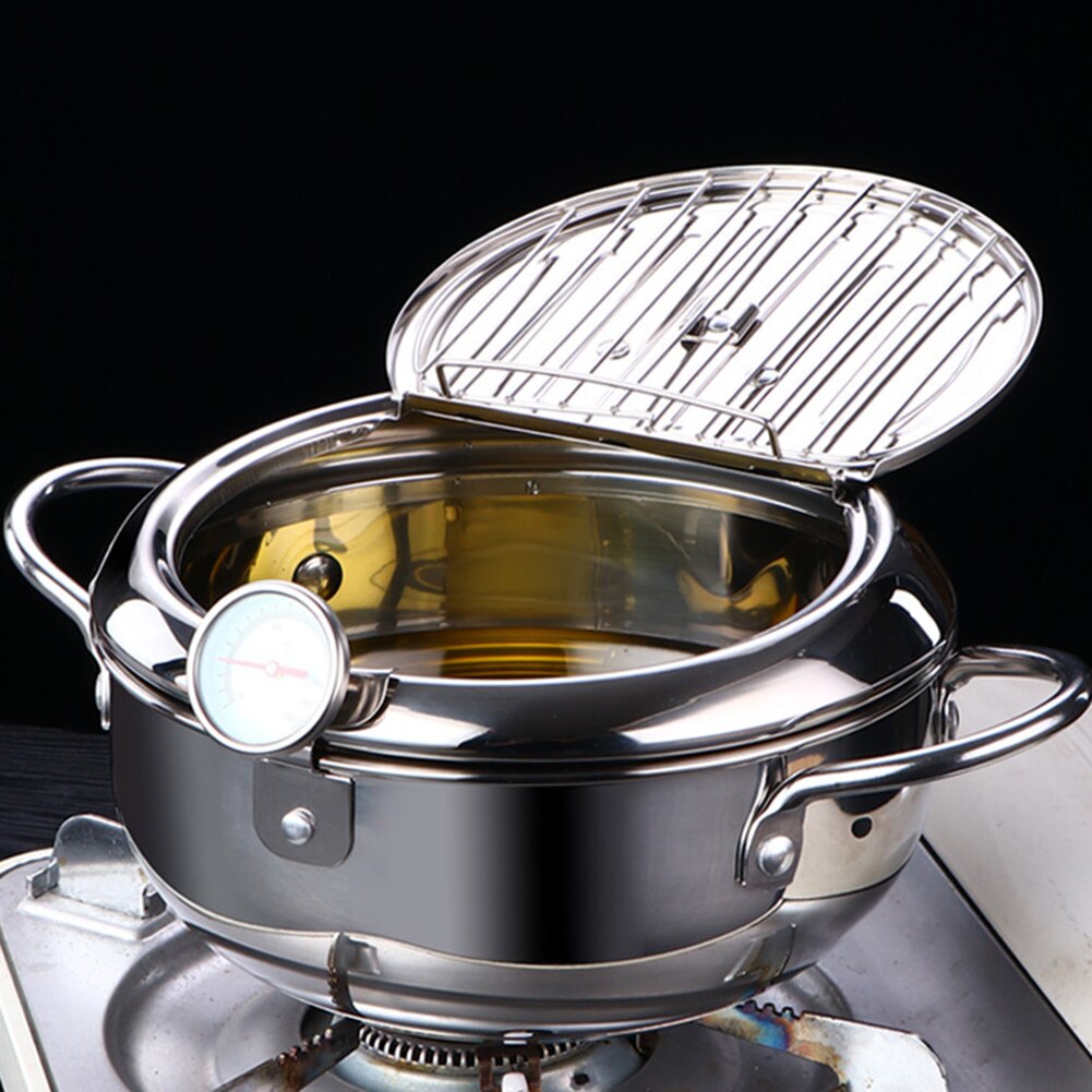 Japanese Deep Frying Pot with Thermometer 304 Stai... – Grandado