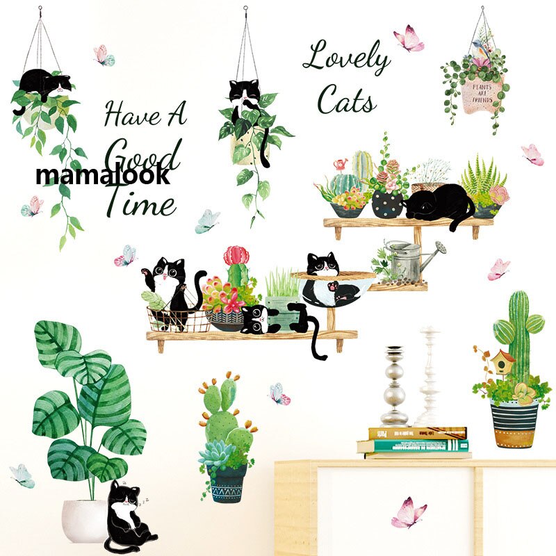 Autocollant mural auto-adhésif plante verte en pot... – Grandado