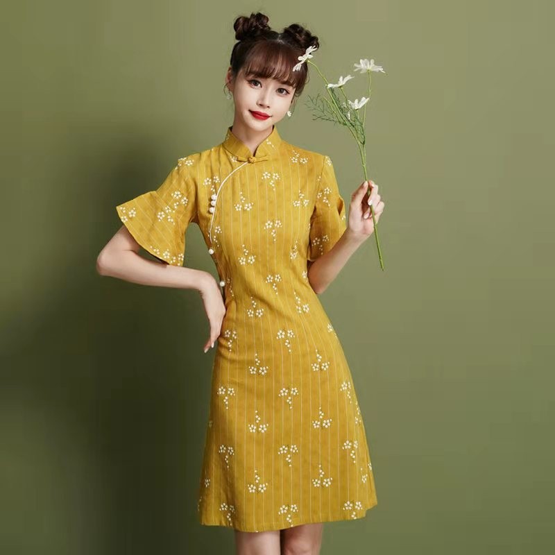 Classic Women Cheongsam Print Flower Sexy Evening ... – Grandado